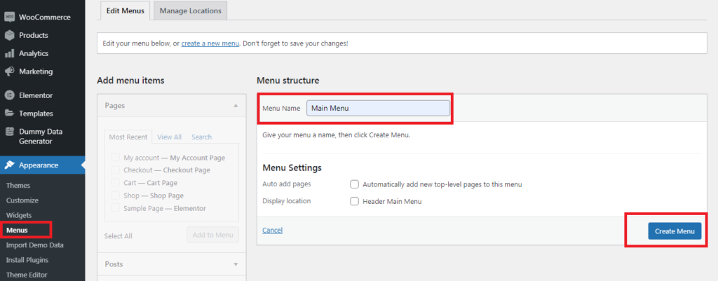 How to Create Header Navigation Menu - Documentation - Vaincode Event Management WordPress Theme