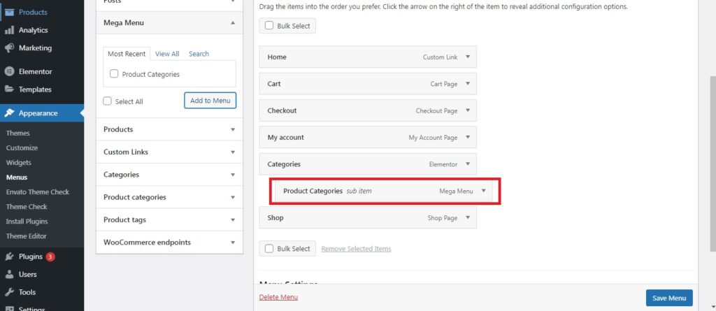 How to Create Mega Menu - Documentation - Vaincode Event Management WordPress Theme